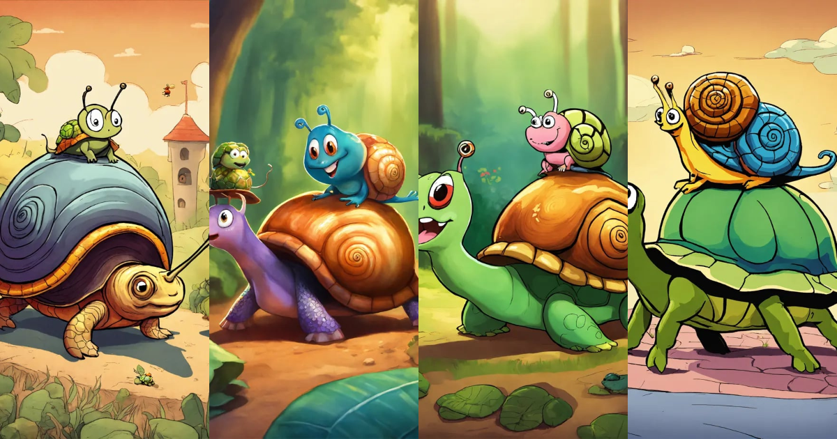 Lexica - "a CARTOON IMAGE OF A TERRIFIED snail, RIDING ON THE BACK of a ...