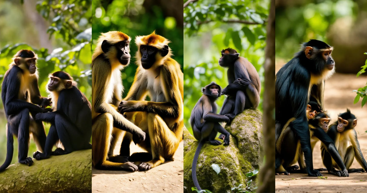 Lexica - Two female spider monkeys facing each other, as if they were ...