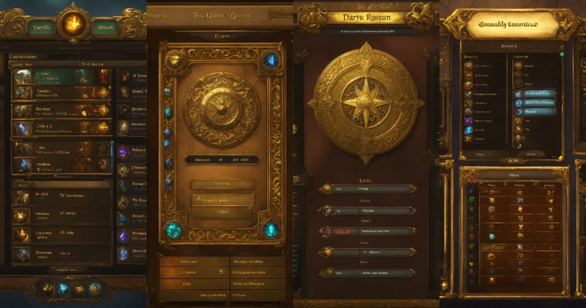 Lexica - RPG UI, medieval, fantasy, dark, gothic, gold, ornate ...