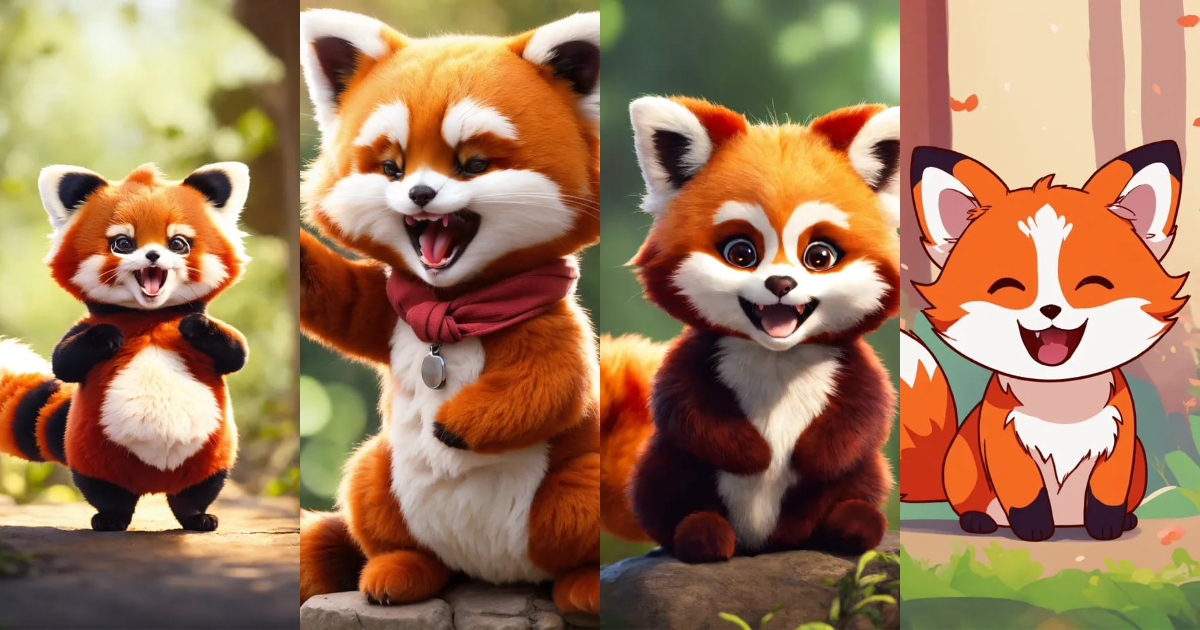 Lexica - Cute small humanoid red panda cat, yawning