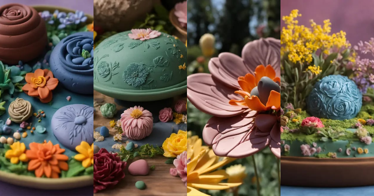 Lexica - Hand-made modeling clay, wide view, floral-inspired, harry ...