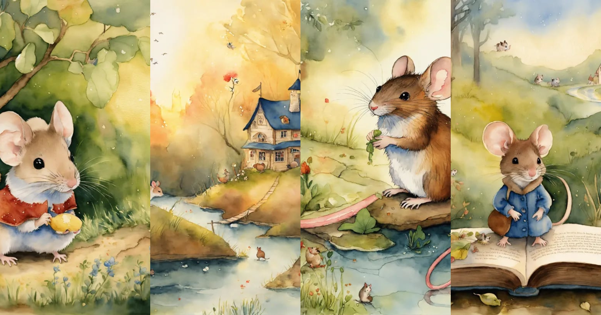 Lexica - Illustrated Book with fairytale about mice in watercolour