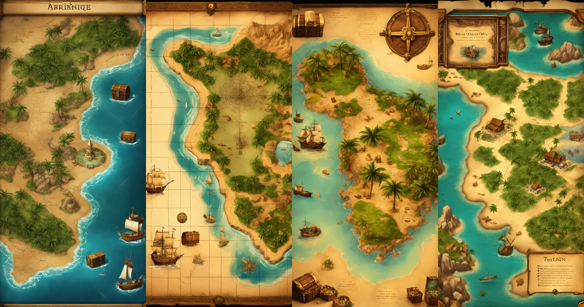 Lexica - An old ancient map, ocean with palms on a island , 8k ...