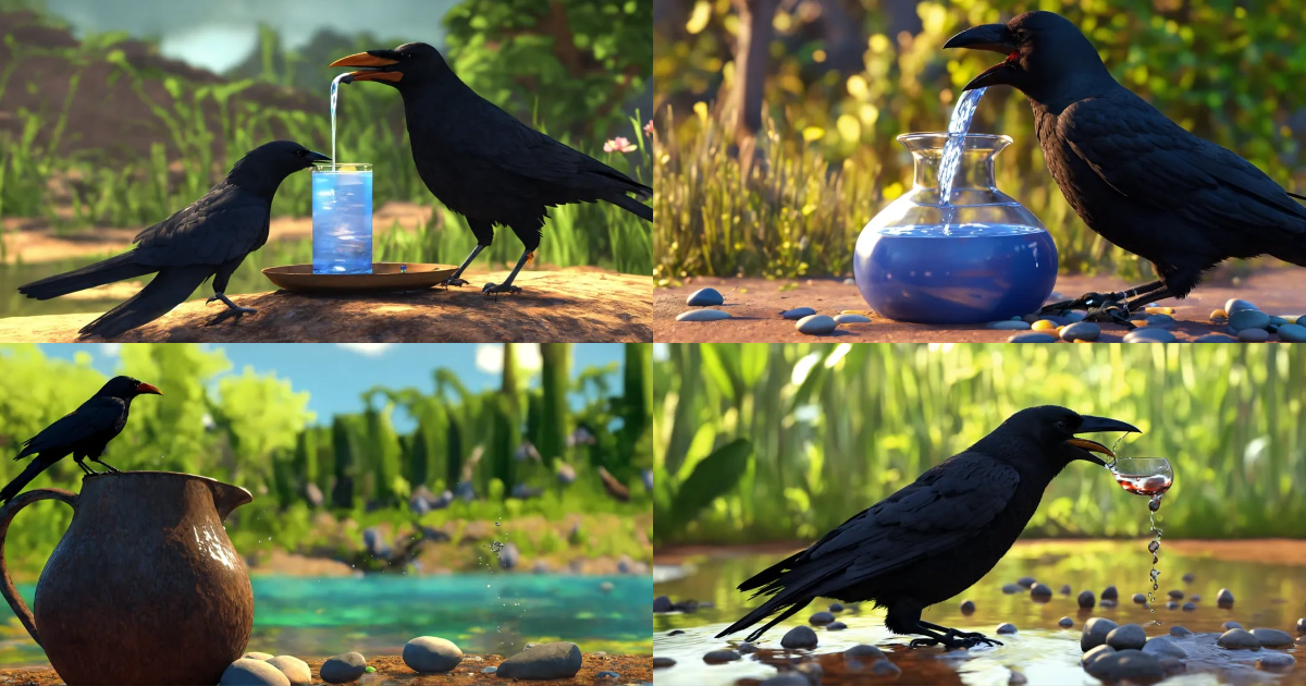 Lexica - 3d animation style The story concerns a thirsty crow that ...