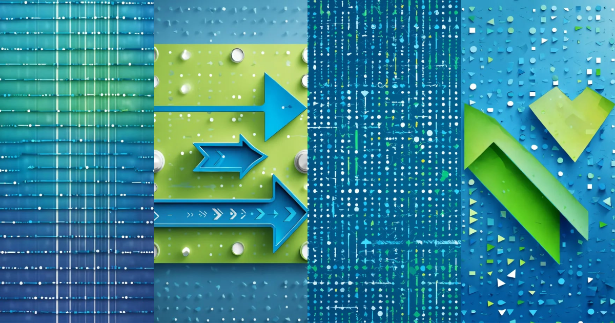 Lexica - Single Arrow icon, with a braille-inspired pattern overlay, colors blue, white, light ...