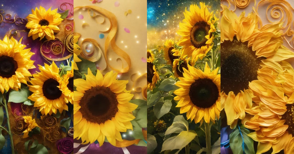 Lexica - Sunflowers and swirls cascading across the background with ...