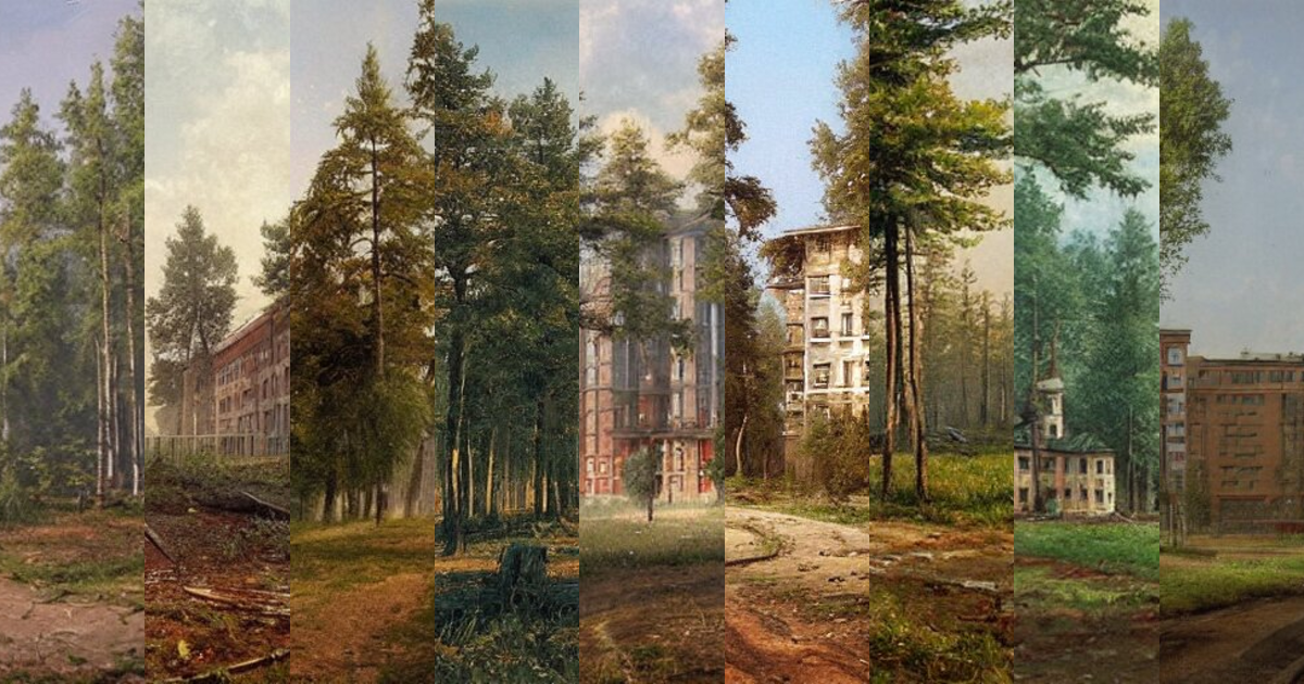 Lexica - Beautiful matte painting of cute soviet block of flats ...