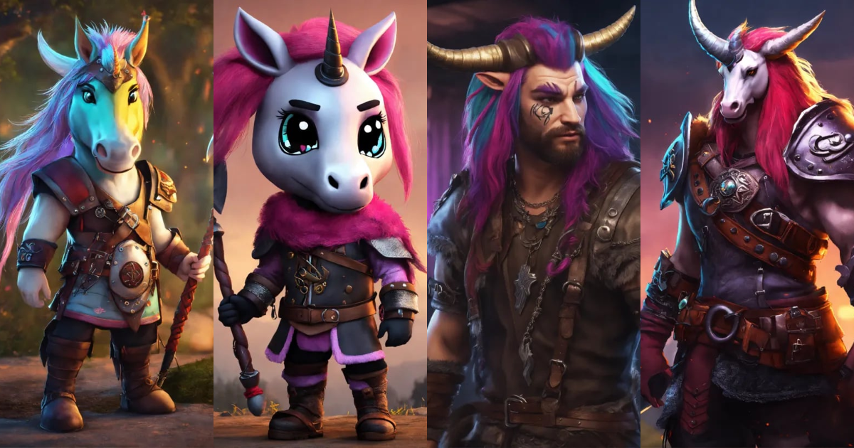 Lexica - Game character cartoonish realistic emo rock evil emo unicorn ...
