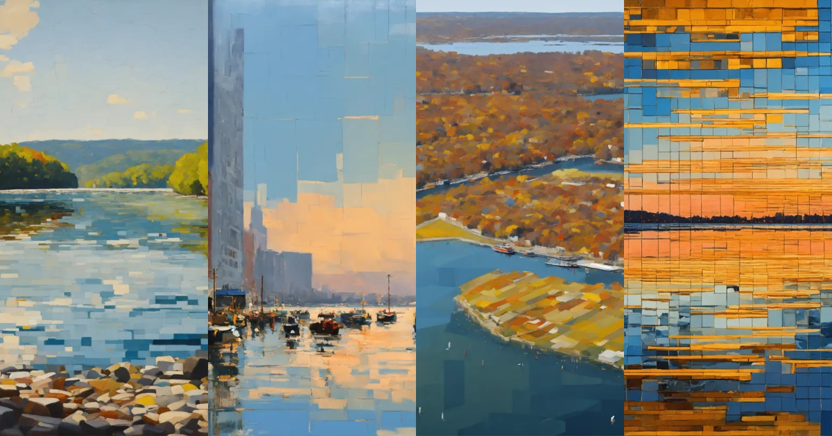 Lexica - Recursive large, hudson river, recursive art, oil painting ...