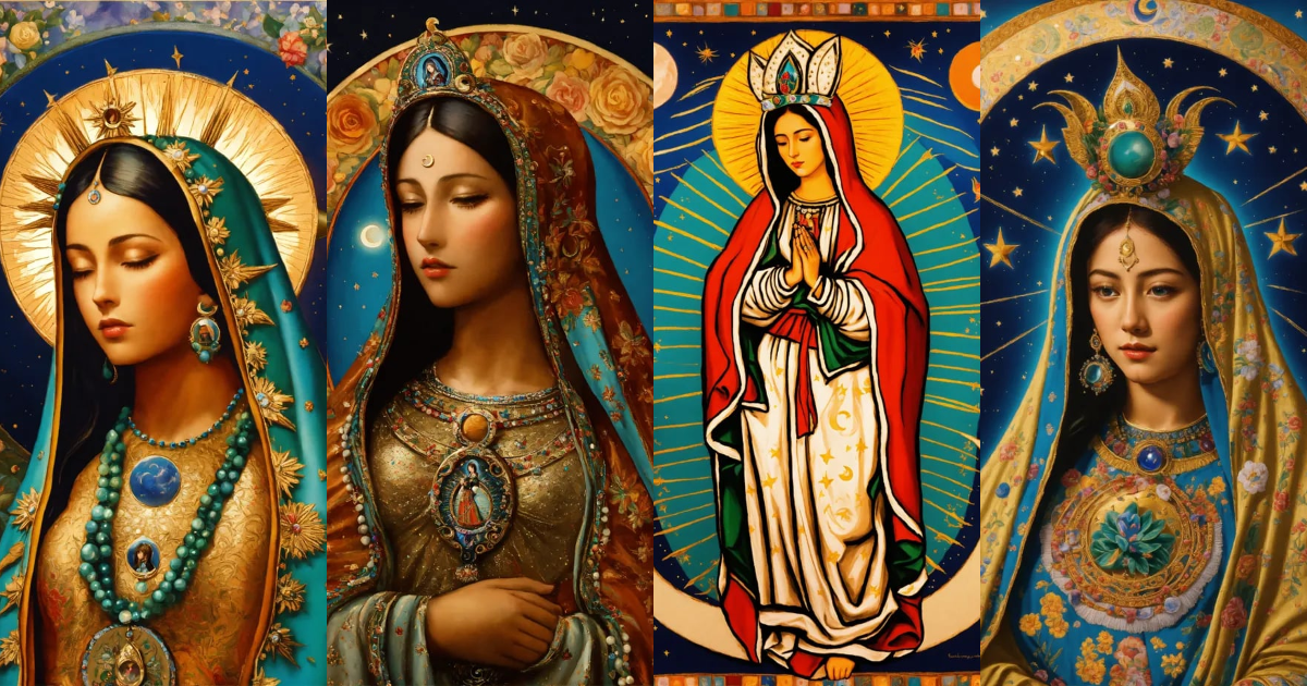 Lexica - Virgen de Guadalupe as a moon goddess with a crescent moon ...