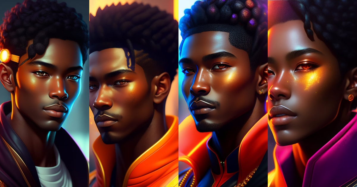 Lexica - Portrait of a dark-skinned male god with glowing golden eyes ...