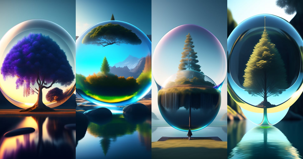 Lexica - One giant water bubble carrying the tree of live, fantasy ...