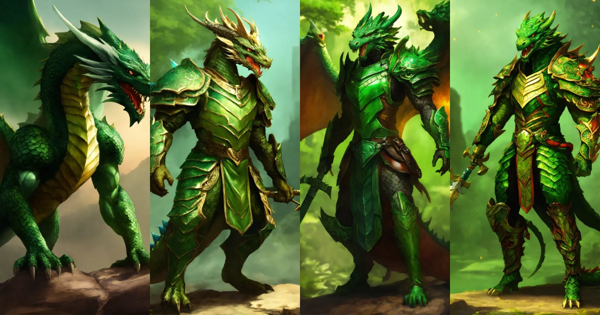 Lexica - Humanoid dragon hybrid creatures jade soldier
