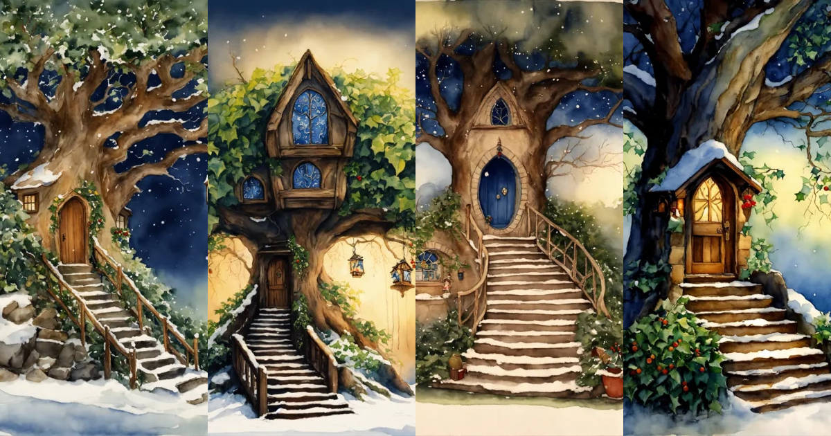 Lexica - The inside of a Elvish House, stairs carved on the outside ...