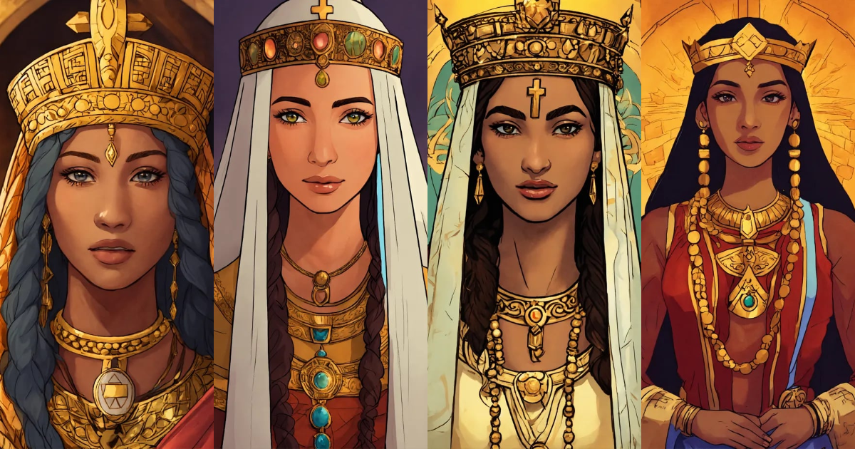 Lexica - Queen athaliah from the bible, 2d cartoon, face closeup