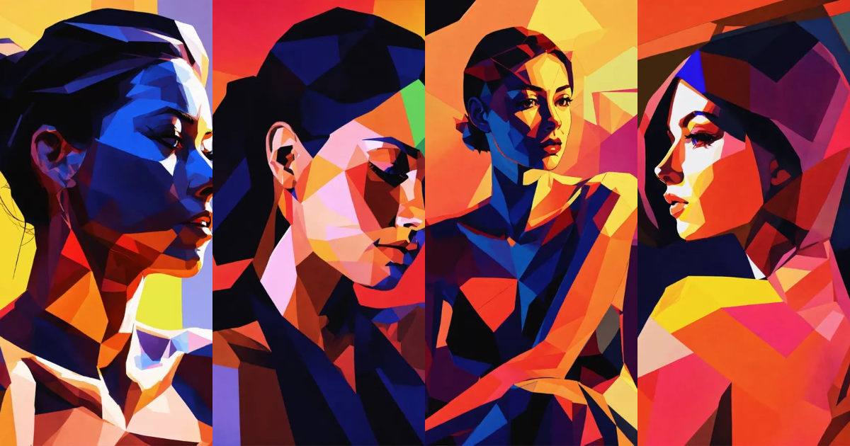 Lexica - Close up , Minimalist low poly abstract portrait Illustration ...
