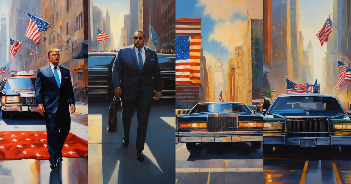 Lexica - Superrealist style, urban style, president, limousine ...