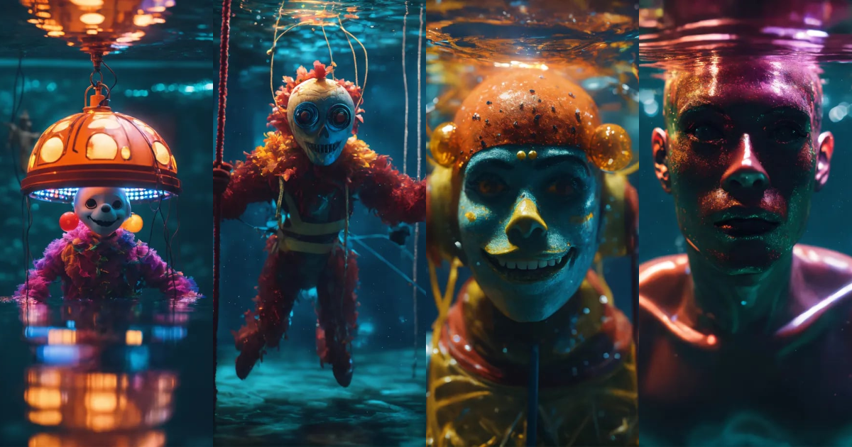 Lexica - Scary puppet on a string under water, halloween, unreal engine ...