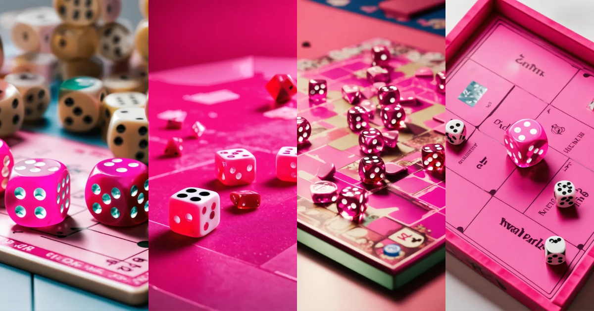 Lexica - A pink board game at an angled view being able to see the full ...
