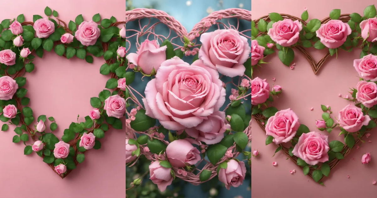 Lexica - Imagine 4 vines of intertwined small pretty pink rose buds ...