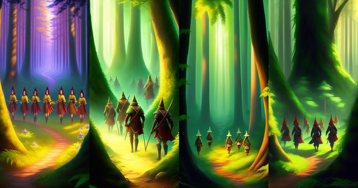 Lexica - An army of Elves marching through a forest with giant trees ...