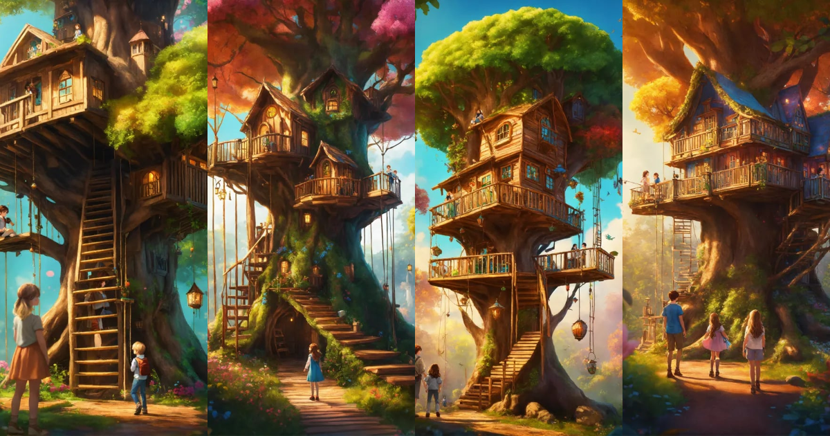 Lexica - Bright and colorful Realistic, cute enchanted forest with tall ...