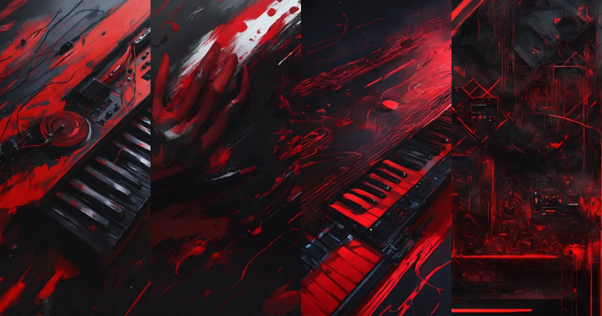 Lexica - Cover hand painting techno music black and red tone