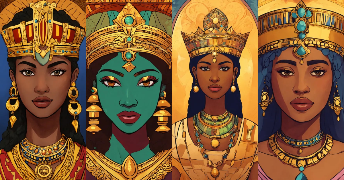 Lexica - Queen of Sheba from the bible, 2d cartoon, face closeup