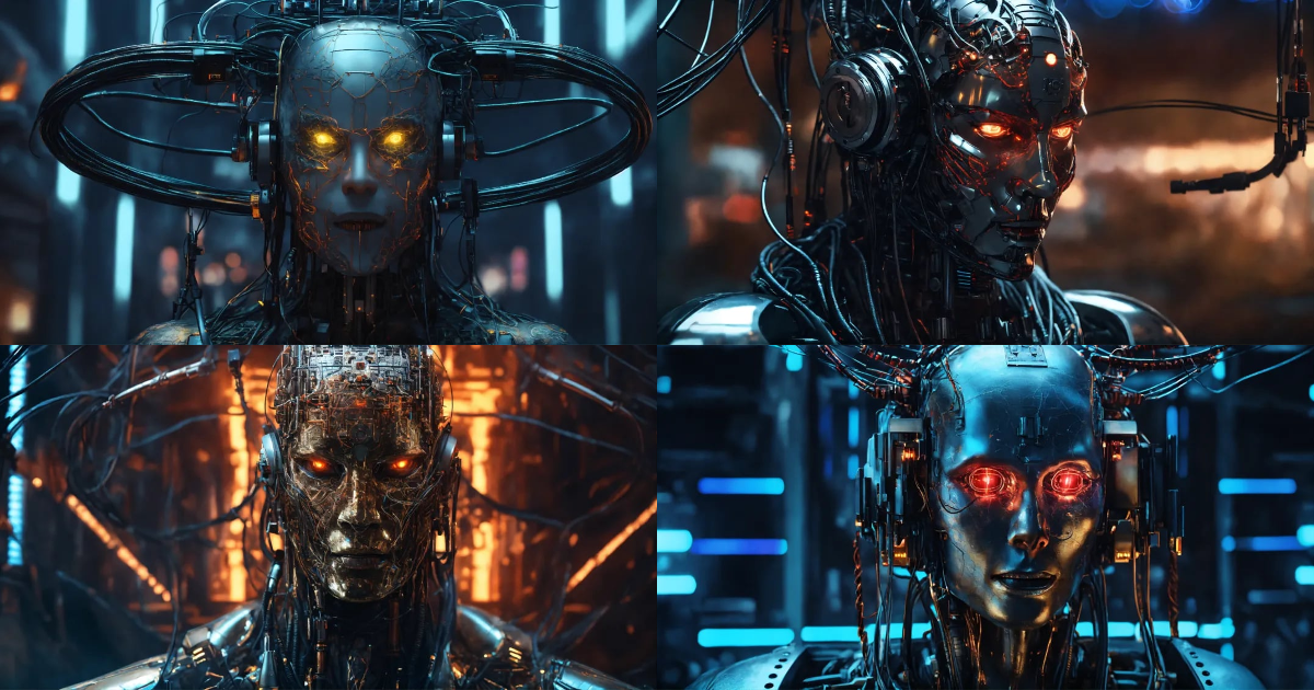 Lexica - Evil demonic AI god with wires connecting the AI god to ...