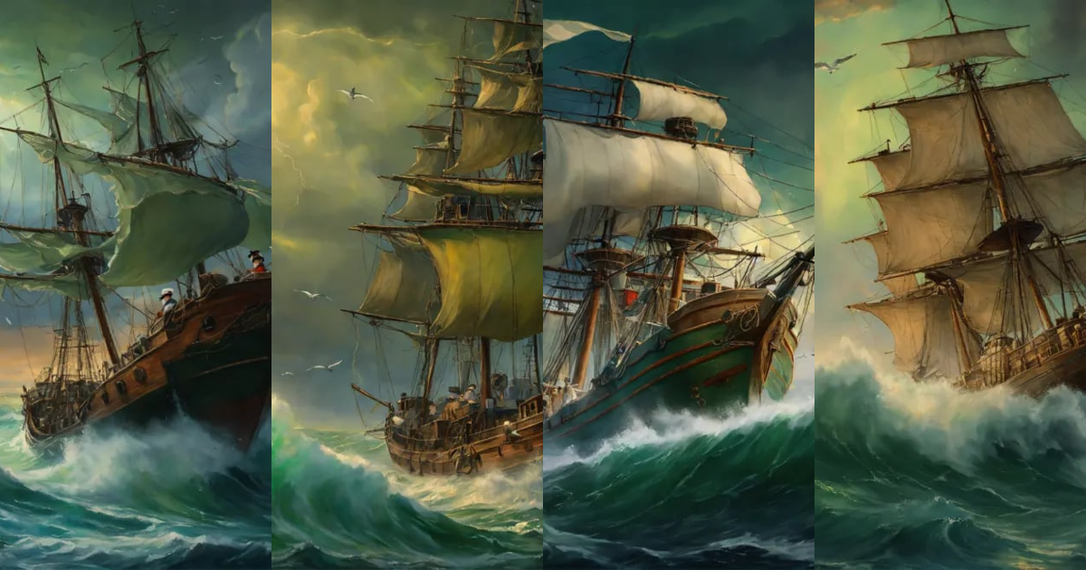 Lexica - A detailed oil painting of an old sea captain, steering his ...