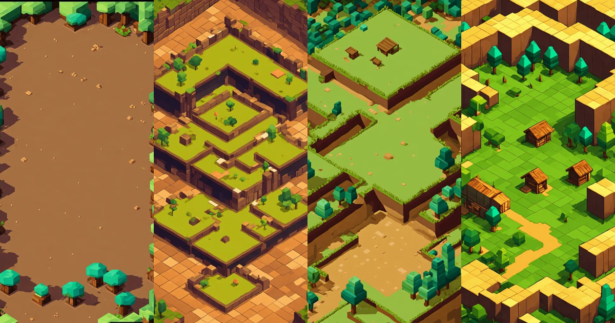 Lexica - 2d isometric flat brown empty plain flat landscape background ...