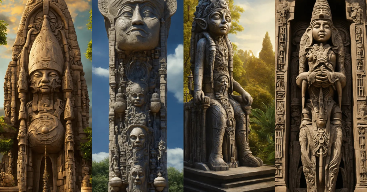 Lexica - A spiritual gnomes stone temple garden.sculptured . Style of ...