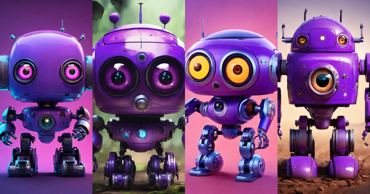 Lexica - A cute violet robot with big eye surrounded