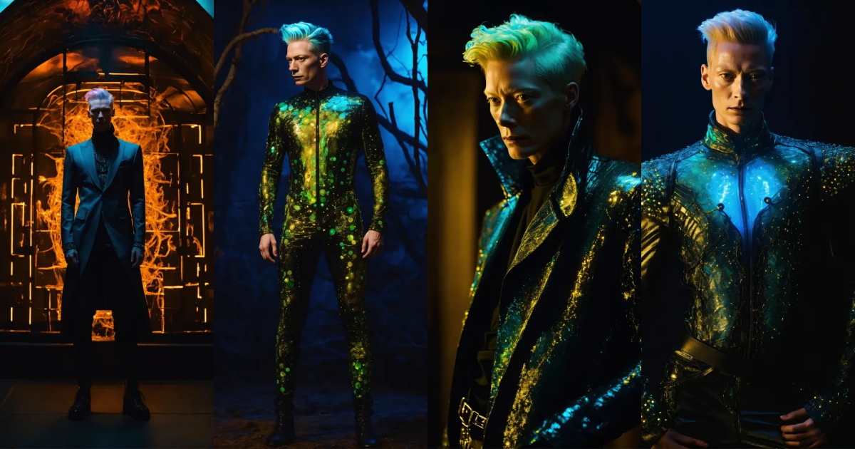 Lexica - Full body bioluminescent biopunk portrait of tilda swinton ...