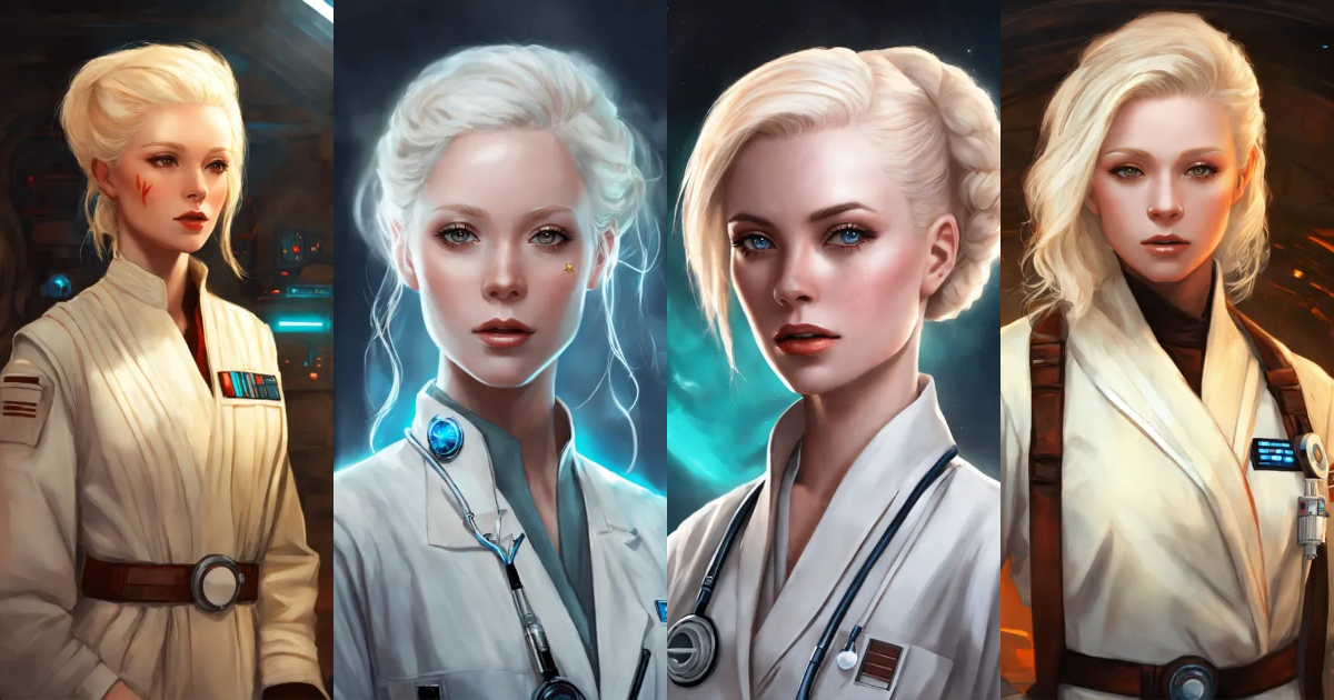 Lexica - Digital art of a female albino Star Wars doctor.