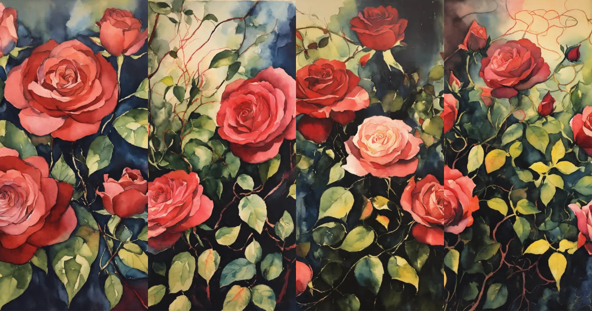 Lexica - A neo expressionist water color painting of Interlocking vines ...