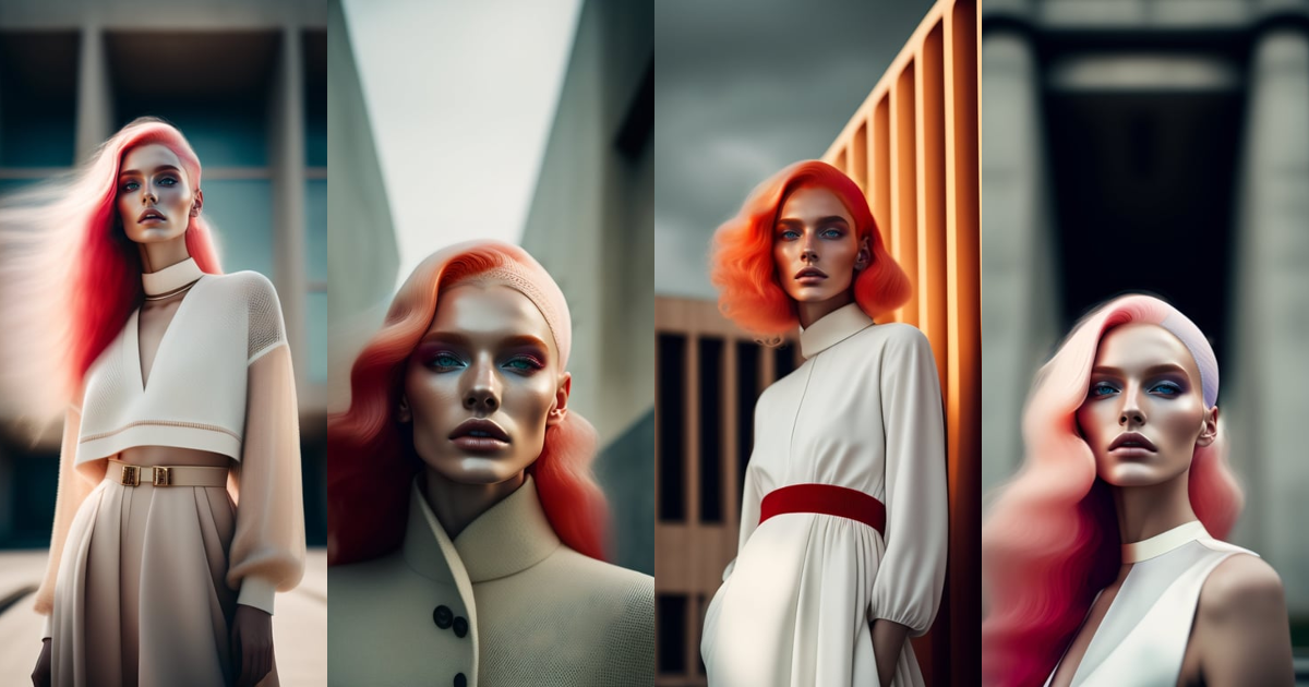 Lexica - Portrait of haute couture beautiful albino fashion model with ...