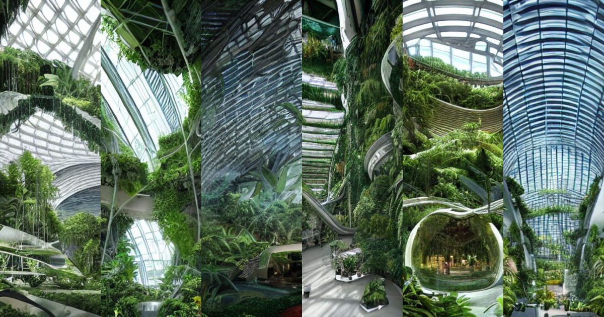 Lexica - Stunning indoor jungle inside epic high technology biodome ...