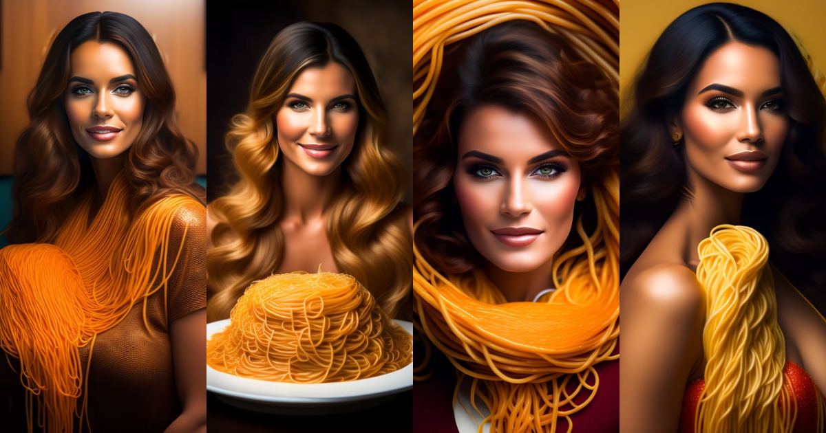Lexica - Portrait of a beautiful woman covered in spaghetti