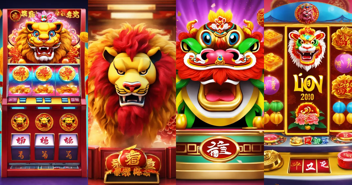 Lexica - 3D lion dance slot machine gambling icon