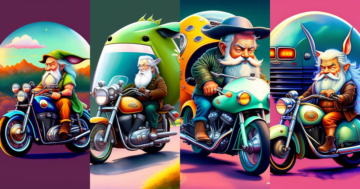 Lexica - Cute and funny, gandalf on a motorcycle, ratfink style by ed ...
