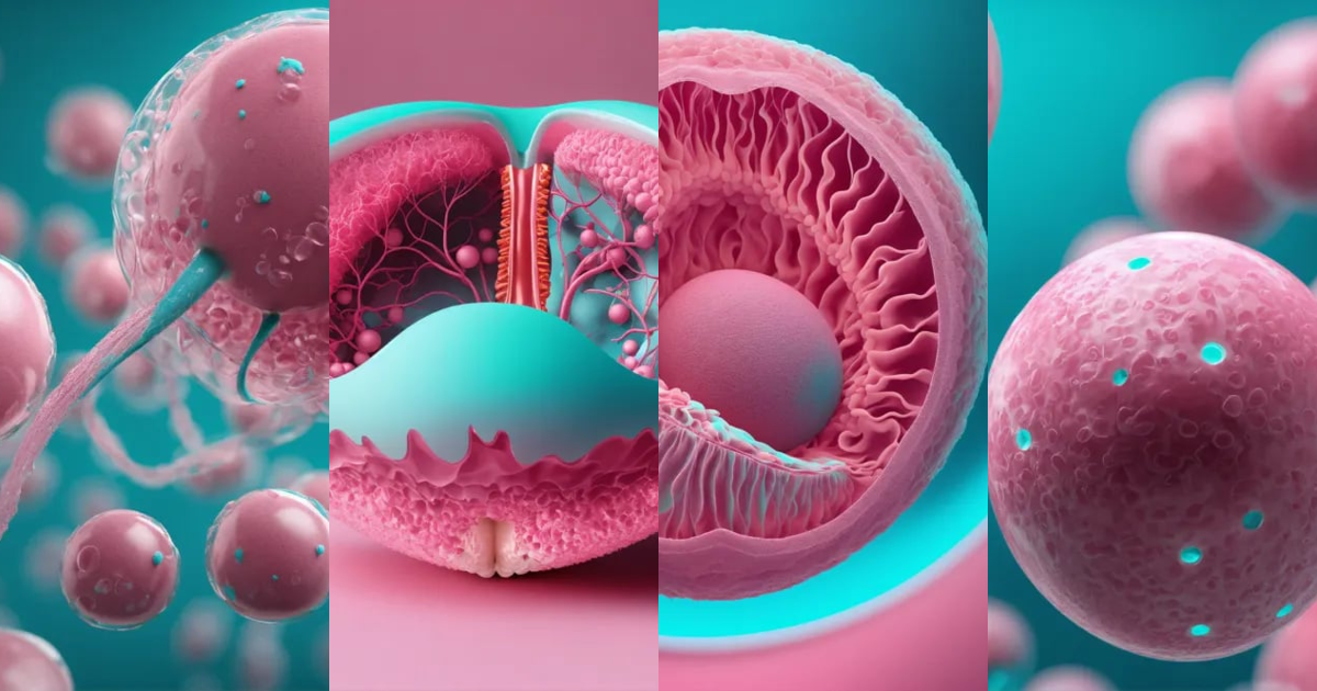 Lexica - A 3D render pink healthy ovary female system on a desaturated ...