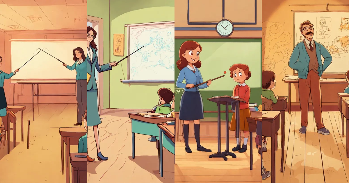 Lexica - The teacher is standing with rods in front of the class, the ...