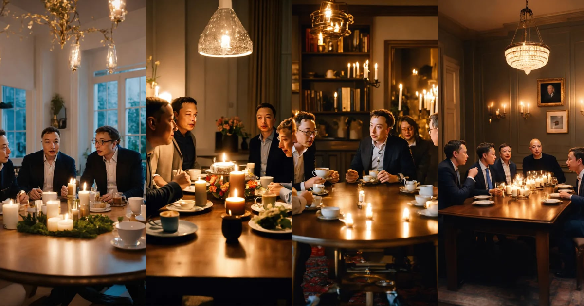 Lexica - Elon Musk, Jeff Bezos, Bill Gates and Mark Zuckerberg drink ...