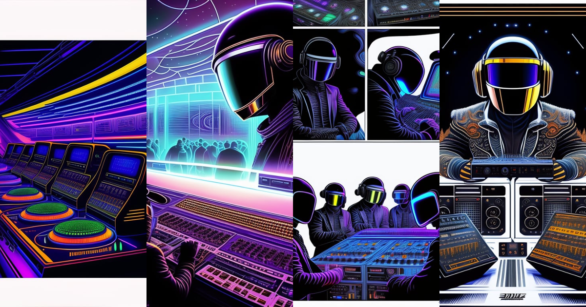Lexica - Intricate detailed artwork of Daft Punk using dj controller at ...