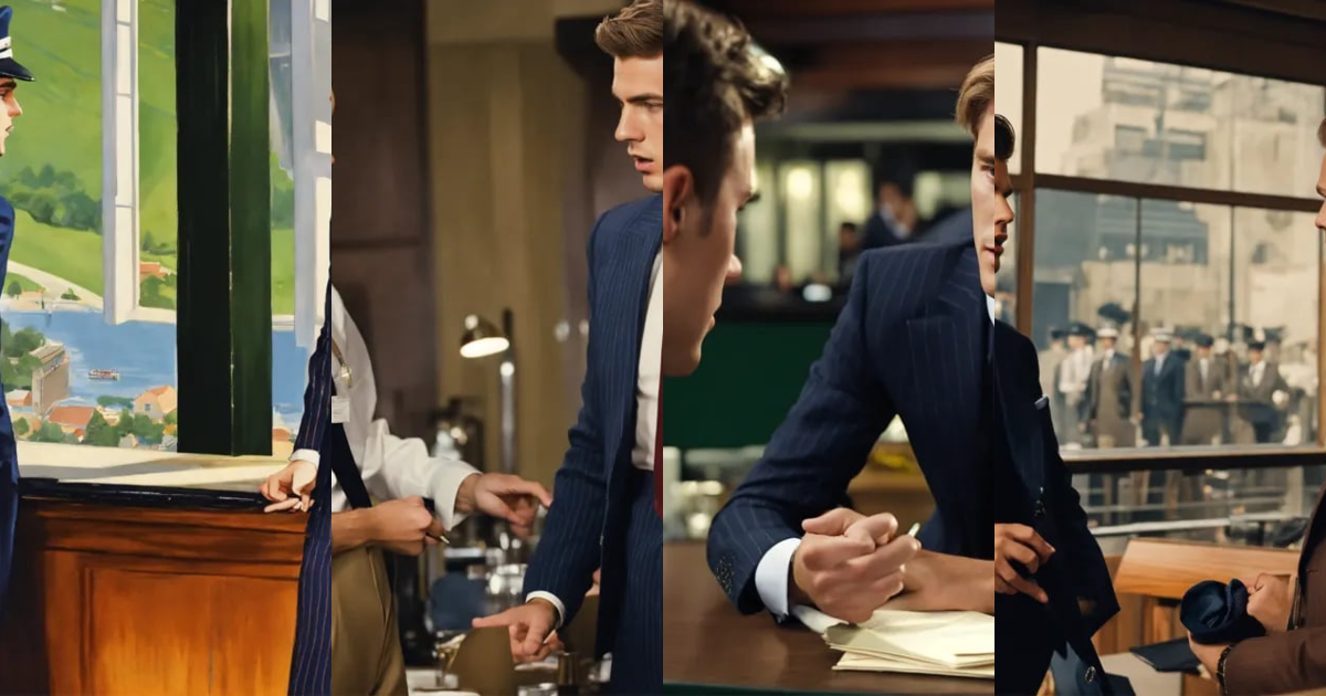 Lexica - A young British boss in navy pinstripe vested suit, club tie ...