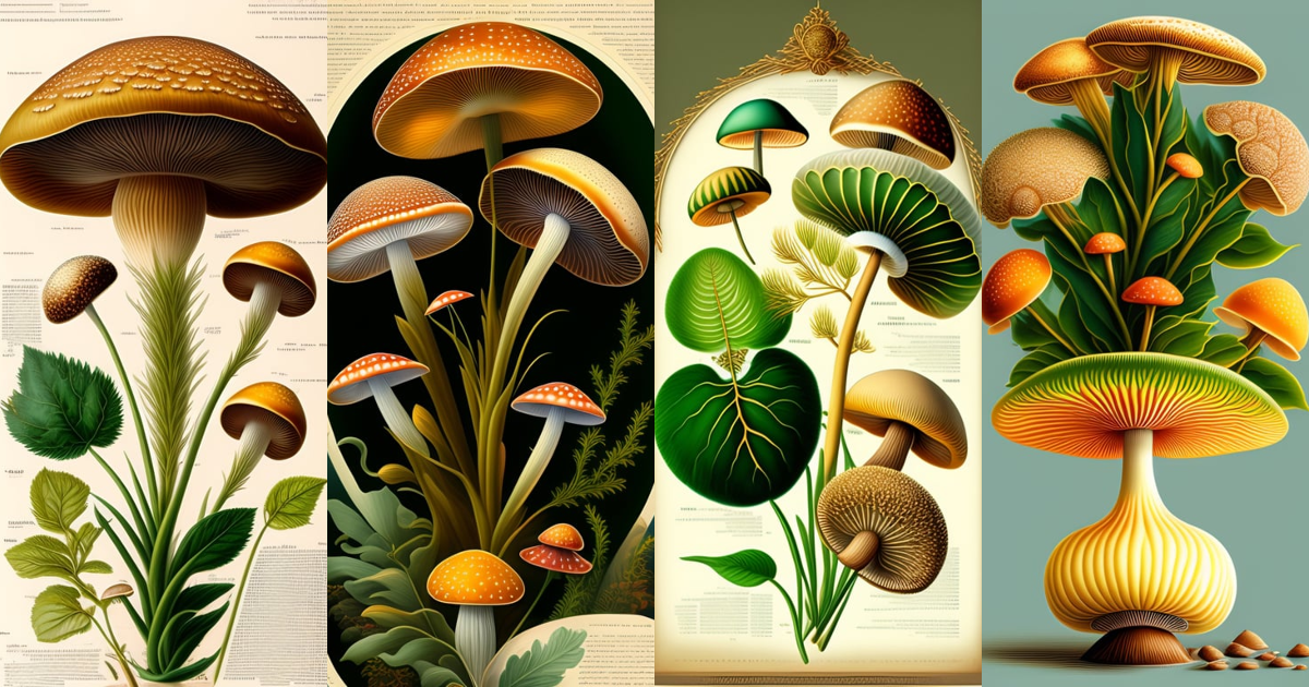 Lexica - Mushroom botanical illustration from ancient encyclopedia