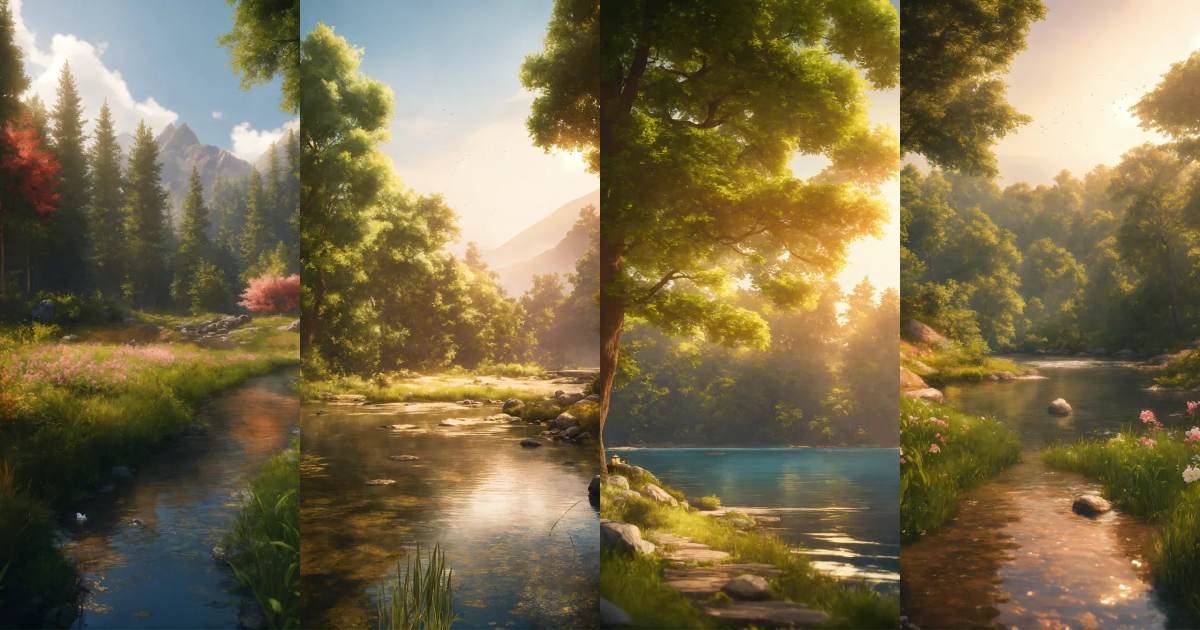 Lexica - Illustrate a serene peaceful nature scene in summer. This ...
