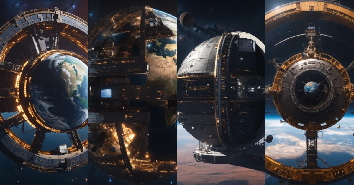 Lexica - A circumferential space station wheel-shaped, made of dark ...