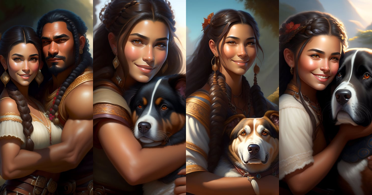 Lexica - A detailed portrait of a cute brunette girl with two braids ...